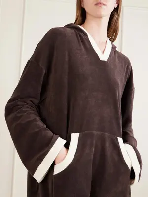 Staud Anona Hooded Cotton-blend Terry Coverup - Brown