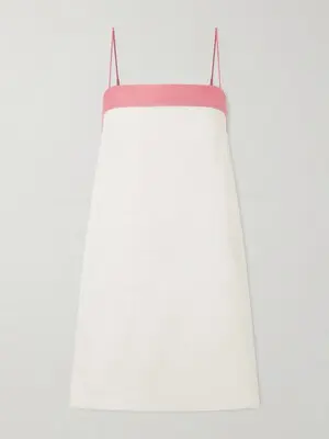 Staud Laura Two-tone Linen Mini Dress - Neutrals
