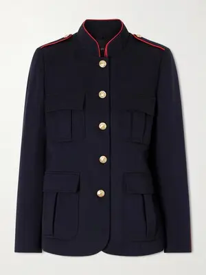 NILI LOTAN Silas Wool-gabardine Jacket - Blue