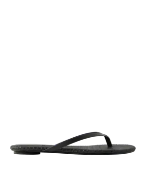 ST. AGNI Woven Leather Flip Flops - Black
