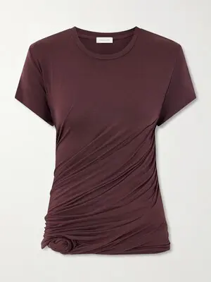 Magda Butrym Gathered Cotton-blend T-shirt - Brown