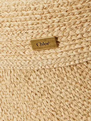 Chloé Printed Silk-trimmed Woven Raffia Sun Visor - Blue