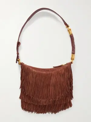 Balmain Ebene Fringed Shoulder Bag - Brown