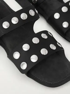 Khaite Boden Studded Leather Sandals - Black