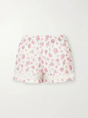 Loretta Caponi Rosita Floral-print Cotton Shorts - Pink