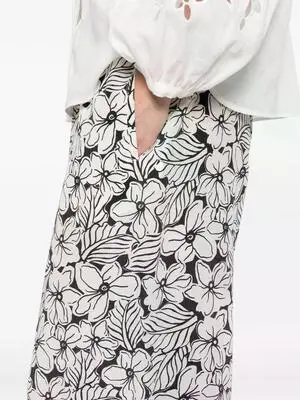 Max Mara Floral-pattern Trousers - White