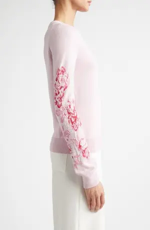 St. John Peony Intarsia Merino Wool-blend Sweater