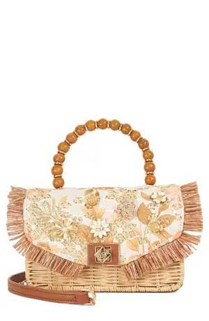 Dune London Blooms Raffia Handheld Bag - Orange