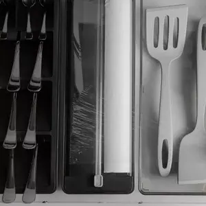 OU Compact Transparent Kitchen Wrap Dispenser With Cutter - Black