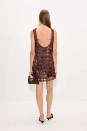 SIMONMILLER Sina Crochet Mini Dress - Copper/choco Brown