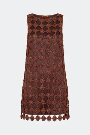 SIMONMILLER Sina Crochet Mini Dress - Copper/choco Brown