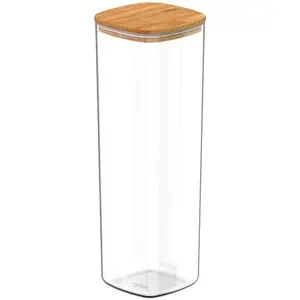 OU Stackable Airtight Food Storage Container With Wood Lid - Clear