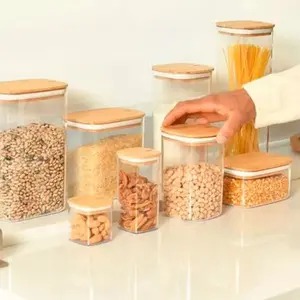 OU Stackable Airtight Food Storage Container With Wood Lid