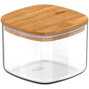 OU Stackable Airtight Food Storage Container With Wood Lid - Clear