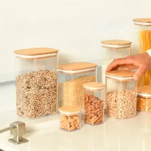 OU Stackable Airtight Food Storage Container With Wood Lid
