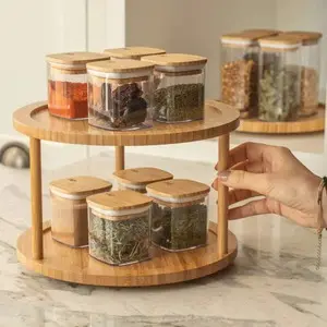 OU Stackable Airtight Food Storage Container Set With Wood Lid 8 Piece