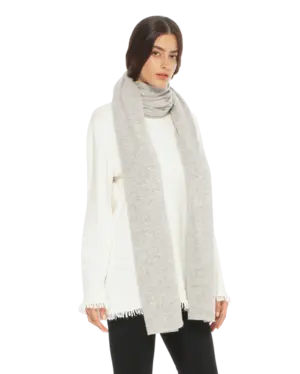 MONTICELLI CASHMERE Pure Cashmere Wrap Scarf - Light Grey