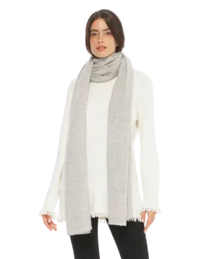 MONTICELLI CASHMERE Pure Cashmere Wrap Scarf - Light Grey