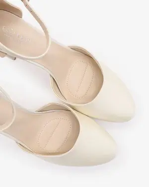 KAILEE P Satin Heels With Ankle Strap - Ivory