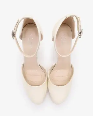 KAILEE P Satin Heels With Ankle Strap - Ivory