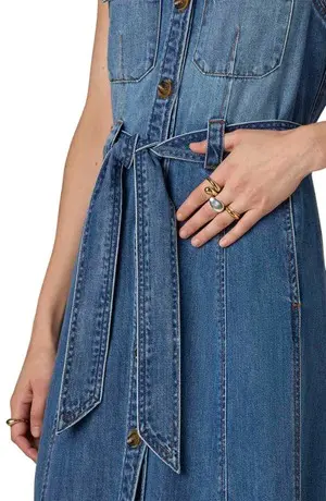 Wit & Wisdom Sleeveless Tie Belt Denim Shirtdress