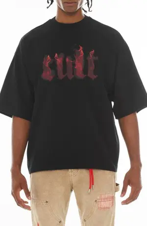 CULT OF INDIVIDUALITY Fire Oversize Graphic T-shirt
