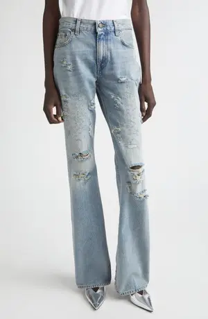 HAIKURE Flora Distressed Flared Jeans