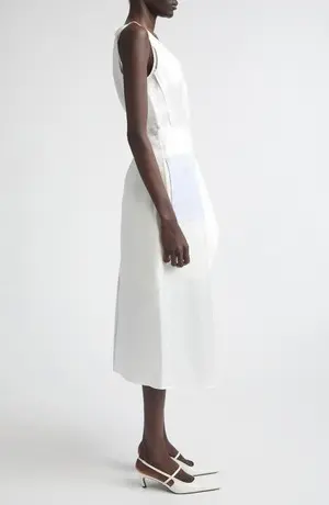 JASON WU Stripe Collage V-neck Midi Dress