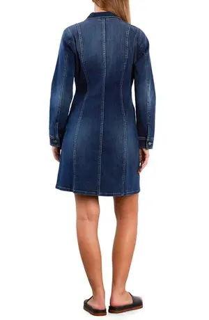 WASH LAB DENIM Wisp Long Sleeve Stretch Denim Shirt Dress - Soft Blue