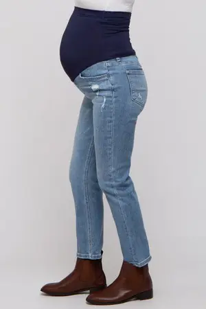 PINKBLUSH Distressed Crop Maternity Jeans