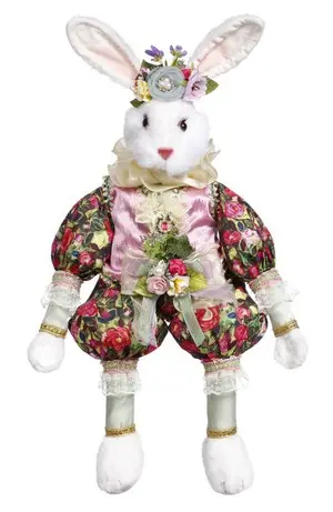 MARK ROBERTS Bean Bag Pillow Body Rabbit With Vest - Deep Red