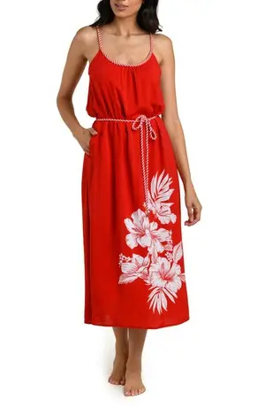 La Blanca Mariner Tie Waist Sleeveless Midi Dress - Ruby