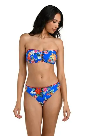 La Blanca Floral Cutout Bandeau Bikini Top