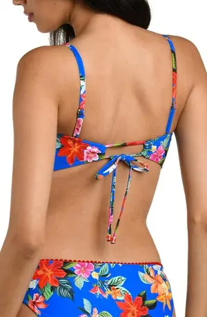 La Blanca Floral Cutout Bandeau Bikini Top