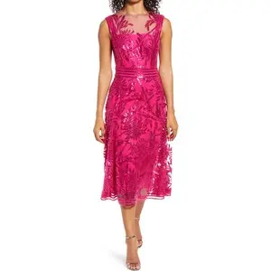 Tadashi Shoji Sleeveless Sequin Fit & Flare Cocktail Midi Dress - Blossom