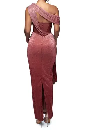 JLUXLABEL Celestina Metallic Drape Gown - Red