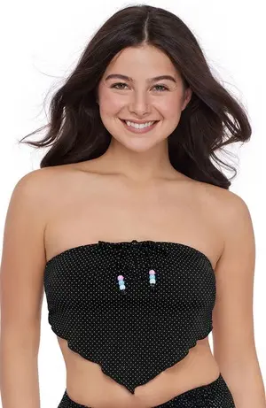 STEVIE Bandeau Midkini Swim Top With Removable Strap - Ditsy Dot