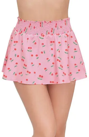STEVIE Smocked Waist Mini Skirt - Very Cherry