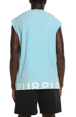 PURPLE BRAND Cotton Graphic Logo Muscle Tank