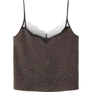 Mango Lace Trim Camisole - Chocolate