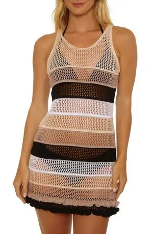 ISABELLA ROSE Mariposa Open Knit Cover-up Dress - Beige Multi