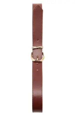Mango Oval Buckle Faux Leather Belt - Brown