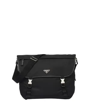 Prada Re-nylon And Saffiano Leather Shoulder Bag - Black