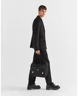 Prada Re-nylon And Saffiano Leather Shoulder Bag - Black