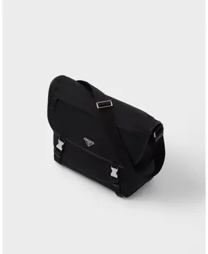 Prada Re-nylon And Saffiano Leather Shoulder Bag - Black