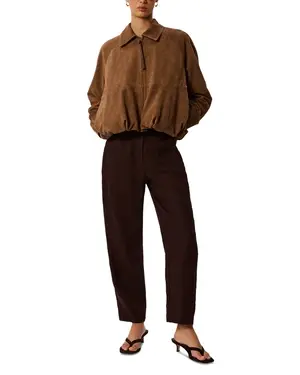 Whistles Linen Barrel Leg Trousers - Brown