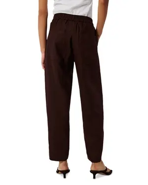 Whistles Linen Barrel Leg Trousers - Brown