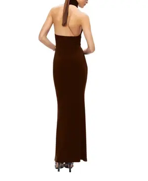 NOCTURNE Halter-neck Draped Maxi Dress - Brown