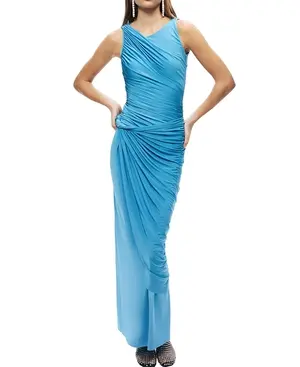 NOCTURNE Sleeveless Draped Maxi Dress - Turquoise