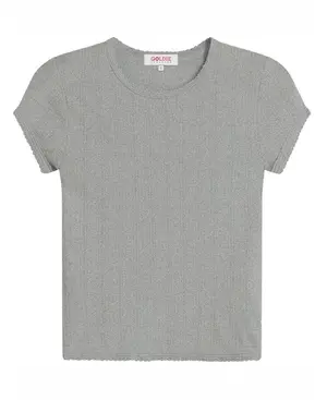 Goldie LeWinter Pointelle Ellie Baby Tee - Gray Heather